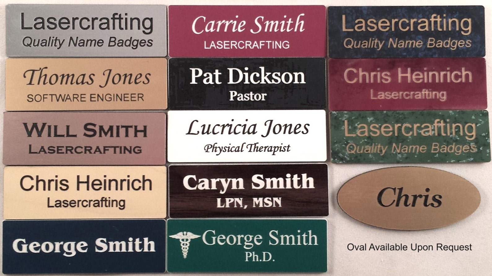 Personalized Name Badges, Name Tags, ID Tags. Laser Engraved UV Rated ...