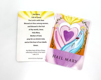 Hail Mary Prayer Card, Hail Mary Full of Grace, Catholic Prayer , Hail Mary, Card , Mothers Day ...