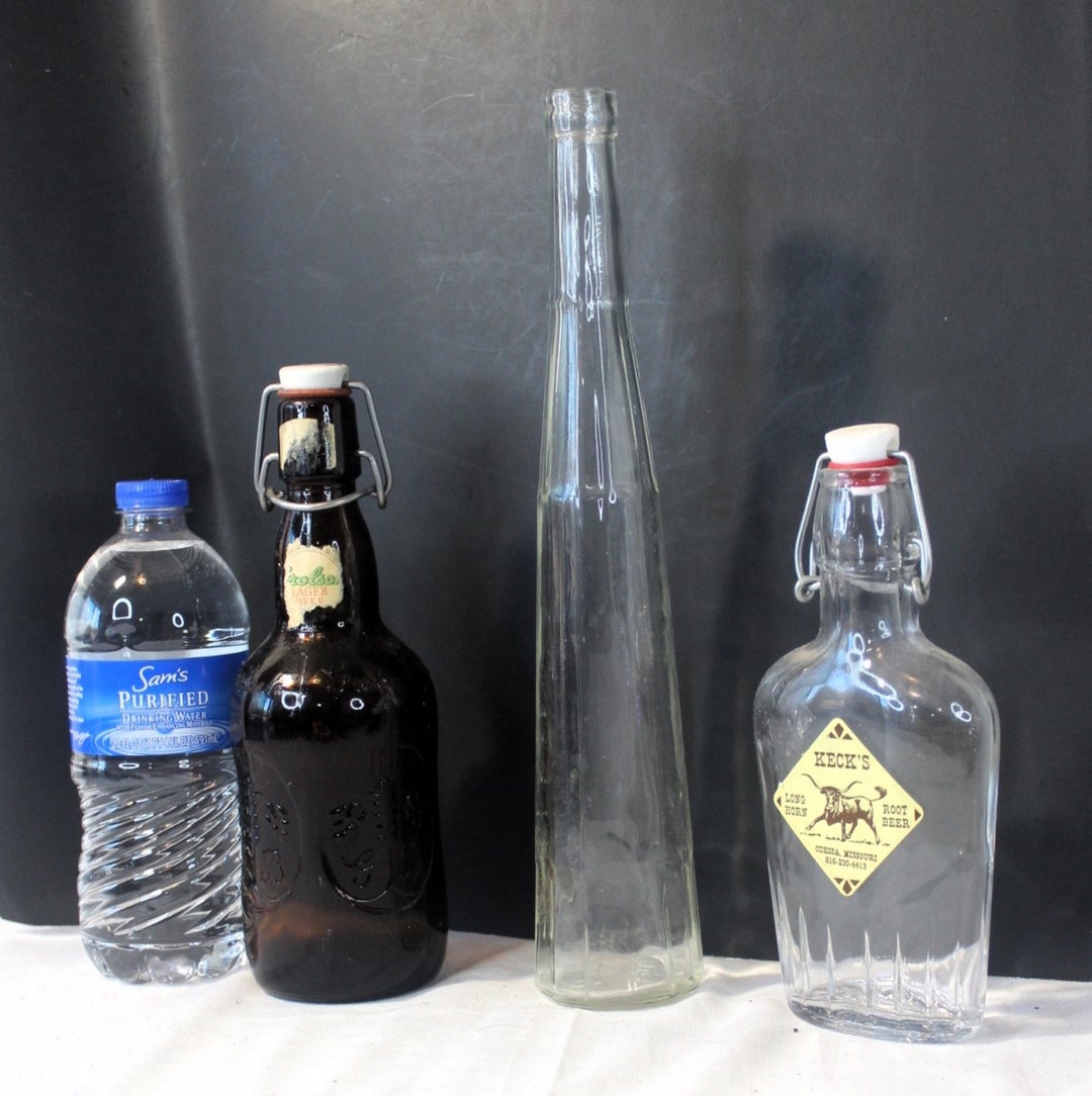 Unique Glass Bottles,set of 3 Glass Bottles,grolsch Beer Bottle,kecks ...