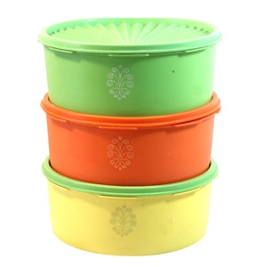 Set of 3 Tupperware Storage Containers With Lids,tupperware Sunburst ...
