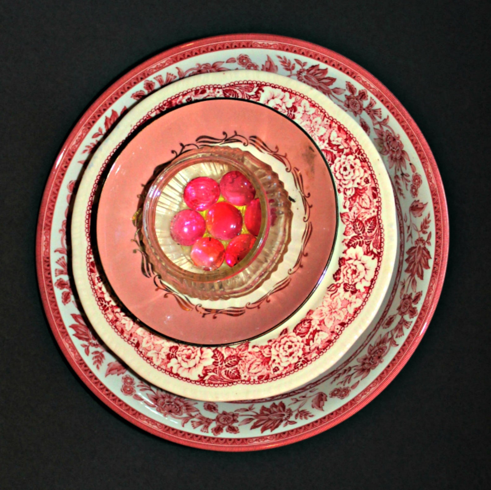 Pink China Glass Flowerglass Yard Art Flowerrecycled Glass - Etsy