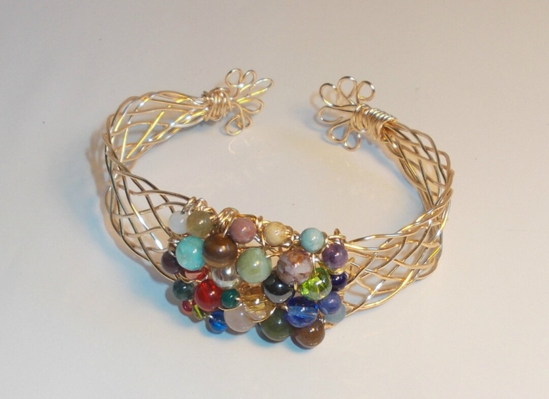 Braided Wire Bracelet Bead Multi Color Wrap Bracelet Gold - Etsy