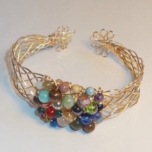 Braided Wire Bracelet, Bead Multi Color Wrap Bracelet, Gold Braided ...