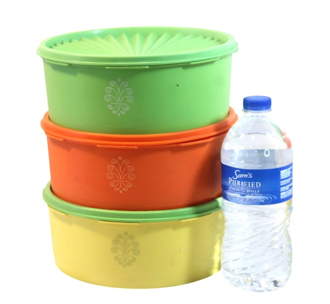 Set of 3 Tupperware Storage Containers With Lids,tupperware Sunburst ...