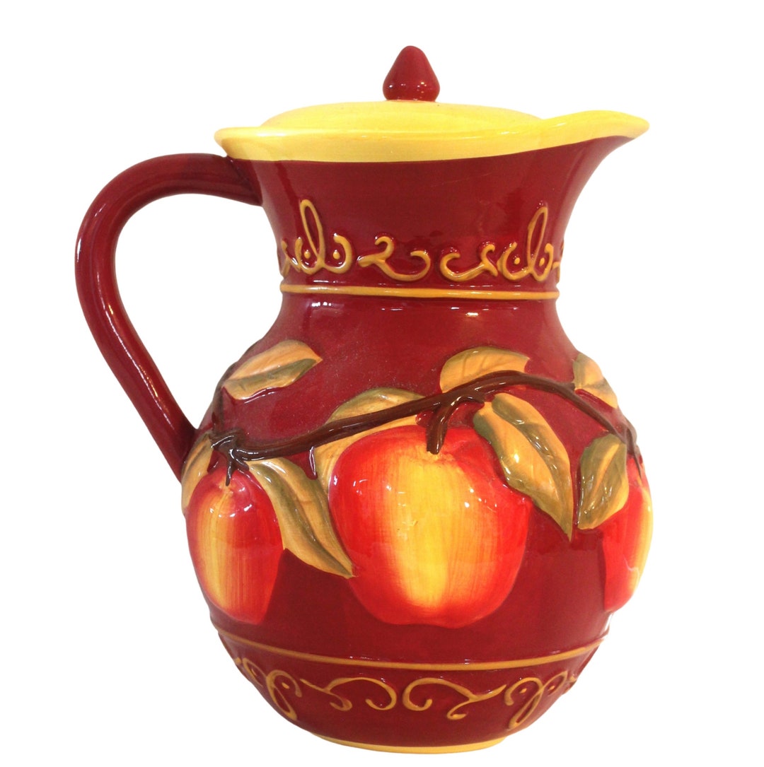 Apple Pitcher,nonni's Biscotti Cookie Jar,red and Yellow Hand Painted ...