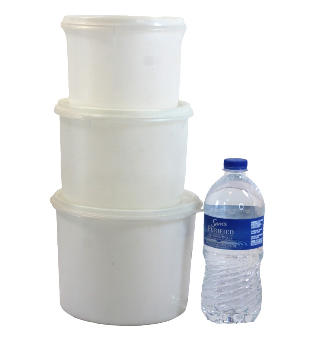 Set of 3 White Tupperware Containers With Lids,tupperware Round ...