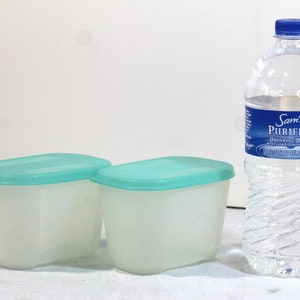 Set of 2 Tupperware 1 1/4 Cups Containers With Turquoise Lids ...