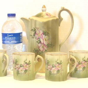 Reproduction Nippon Hand Painted Teapot and 4 Cups,dogwood Blossoms ...