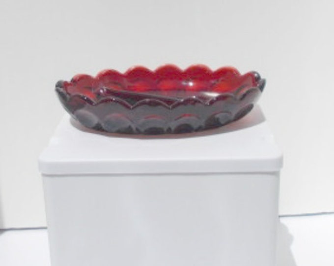 Ruby Red Relish Dish Plate Bowl | Fairfield Pattern Anchor Hocking ...