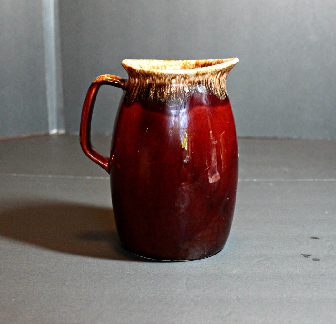 Hull Cream Pitcher,hull Pottery Brown Drip,32 Oz Hull Pitcher Brown ...