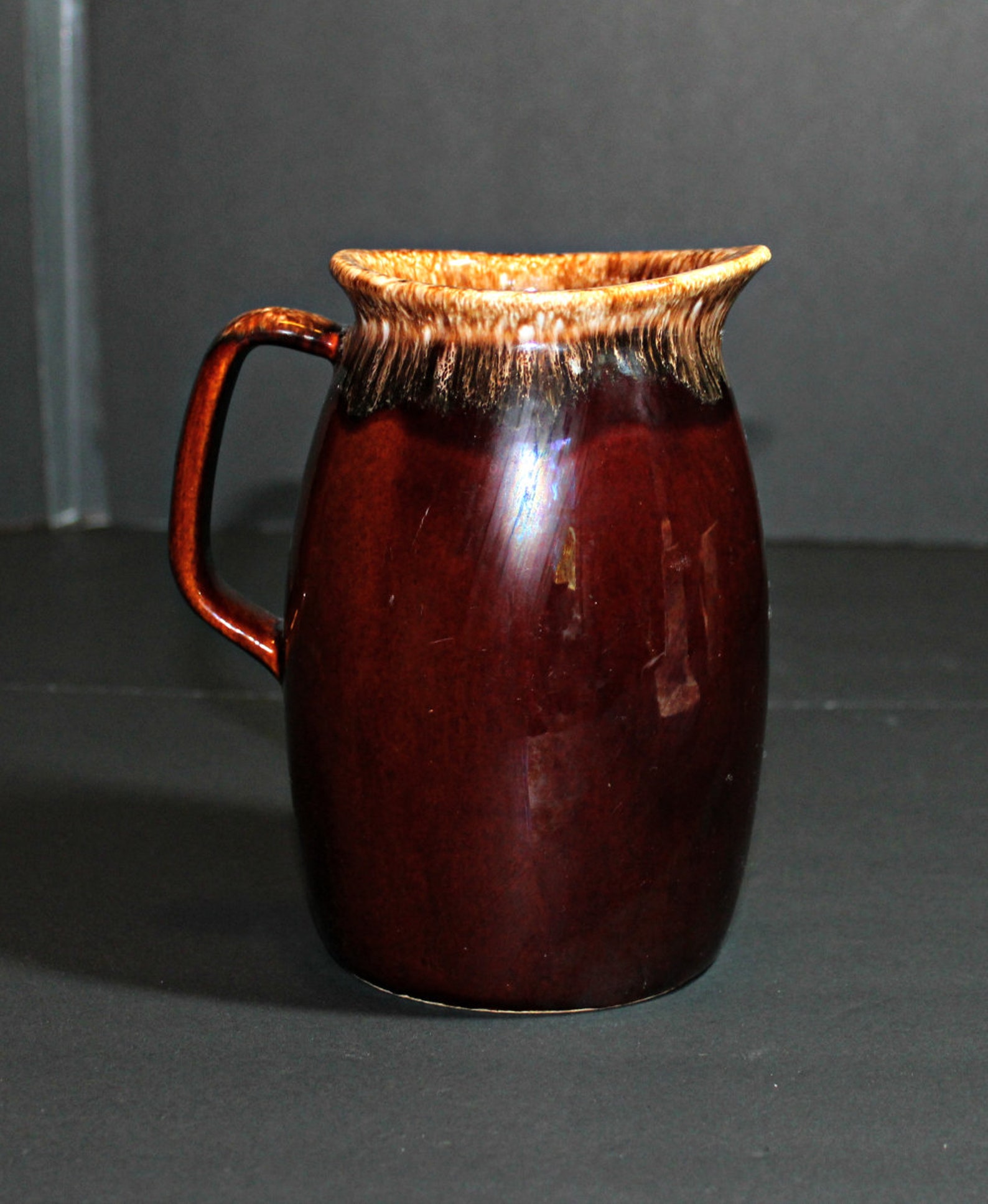 Hull Cream Pitcher,hull Pottery Brown Drip,32 Oz Hull Pitcher Brown ...