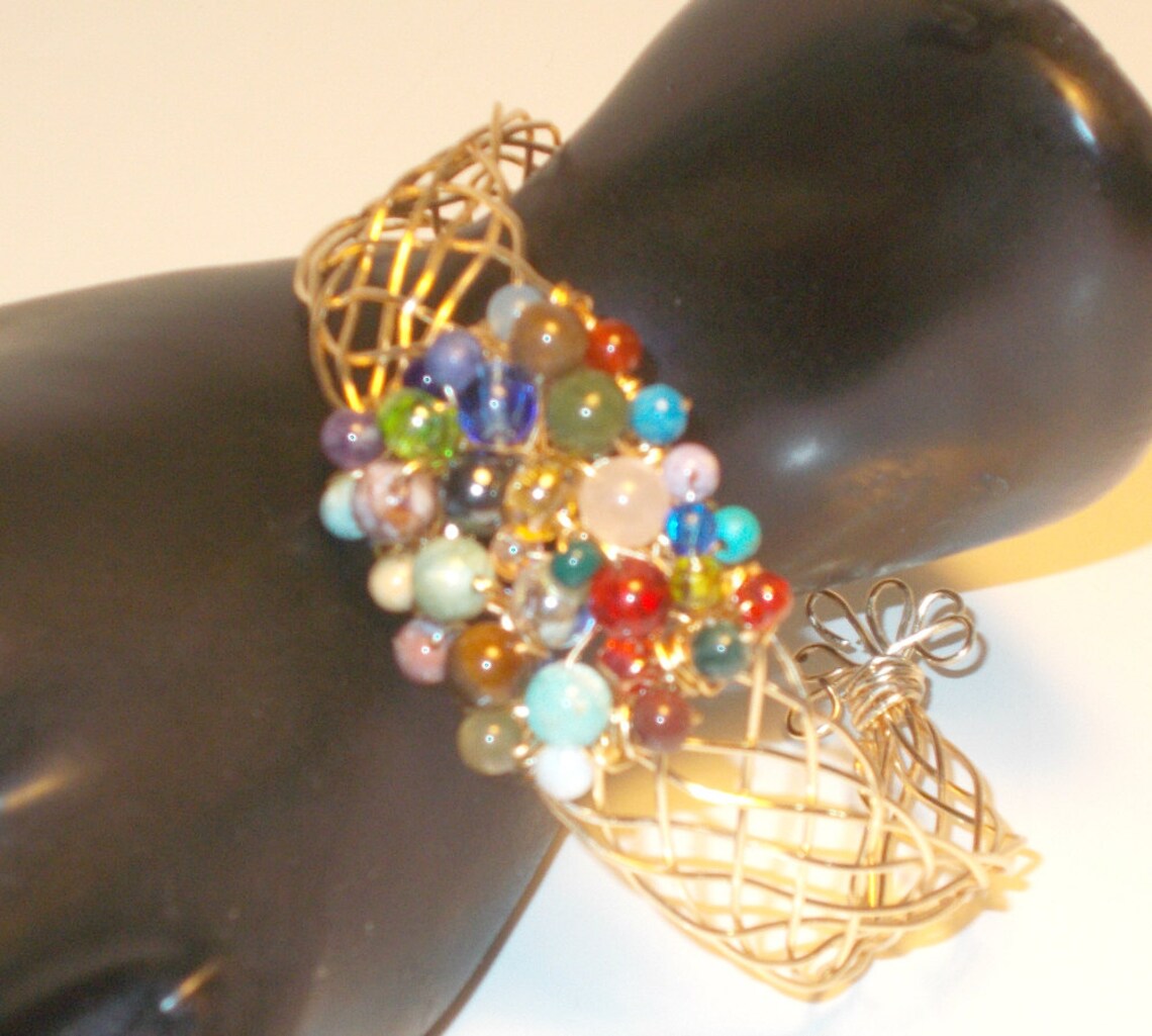 Braided Wire Bracelet Bead Multi Color Wrap Bracelet Gold - Etsy