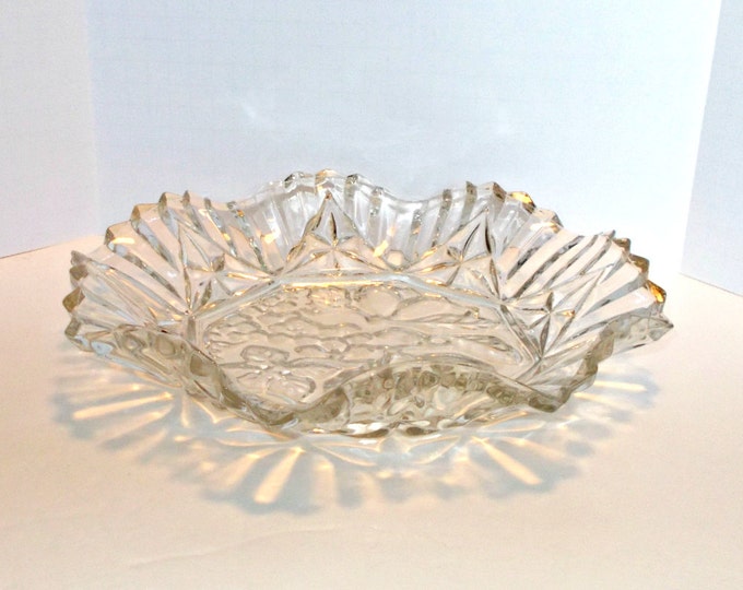 Pioneer Pattern Glass,large Ruffled Edge Fruit Bowl,federal Glass ...