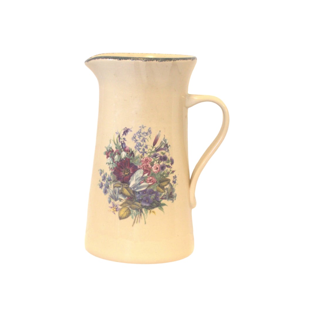 Home Garden Pitcher,wildflowers on Stoneware Pitcher,pottery Pitcher ...