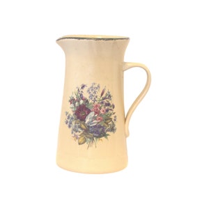 Home Garden Pitcher,wildflowers on Stoneware Pitcher,pottery Pitcher ...