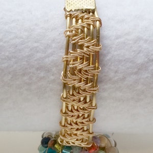 Gold Wire Woven Bracelet,gold Wire Multicolor Bead Bracelet,beaded Gold ...