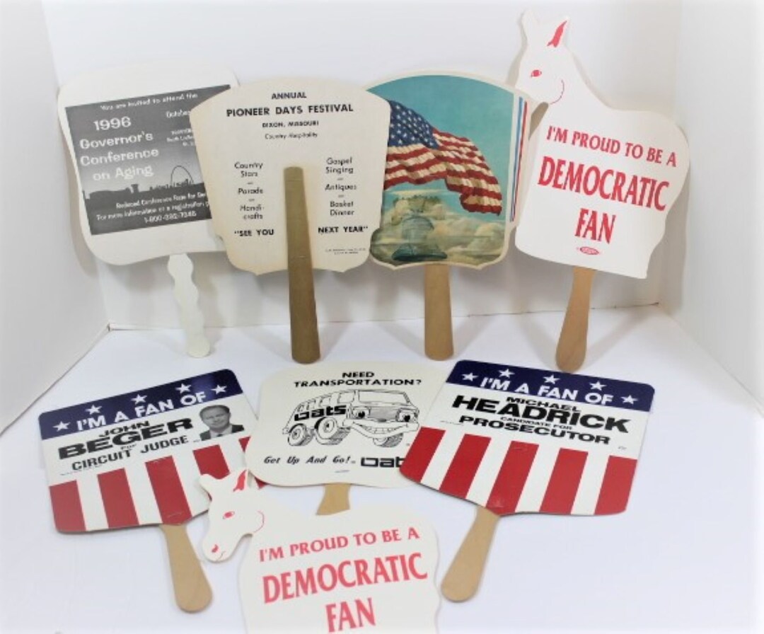 Democrat Hand Fans,political Hand Fans,hand Fans Political,old Hand ...
