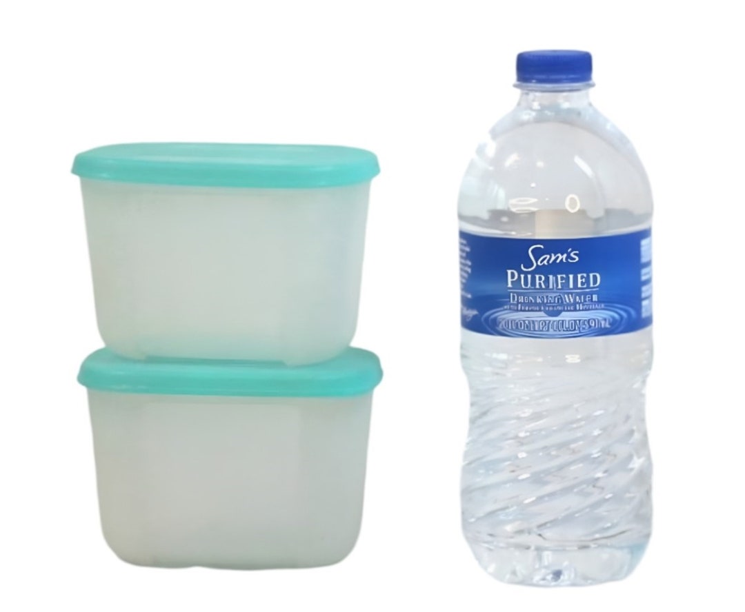 Set of 2 Tupperware 1 1/4 Cups Containers With Turquoise Lids ...