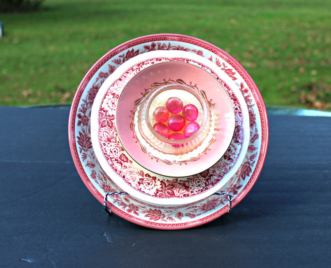 Pink China Glass Flowerglass Yard Art Flowerrecycled Glass - Etsy