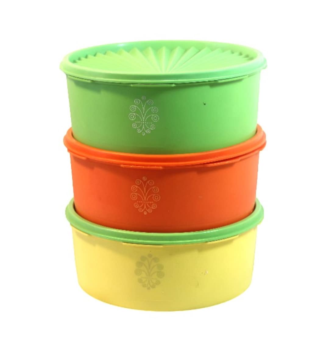 Set of 3 Tupperware Storage Containers With Lids,tupperware Sunburst ...