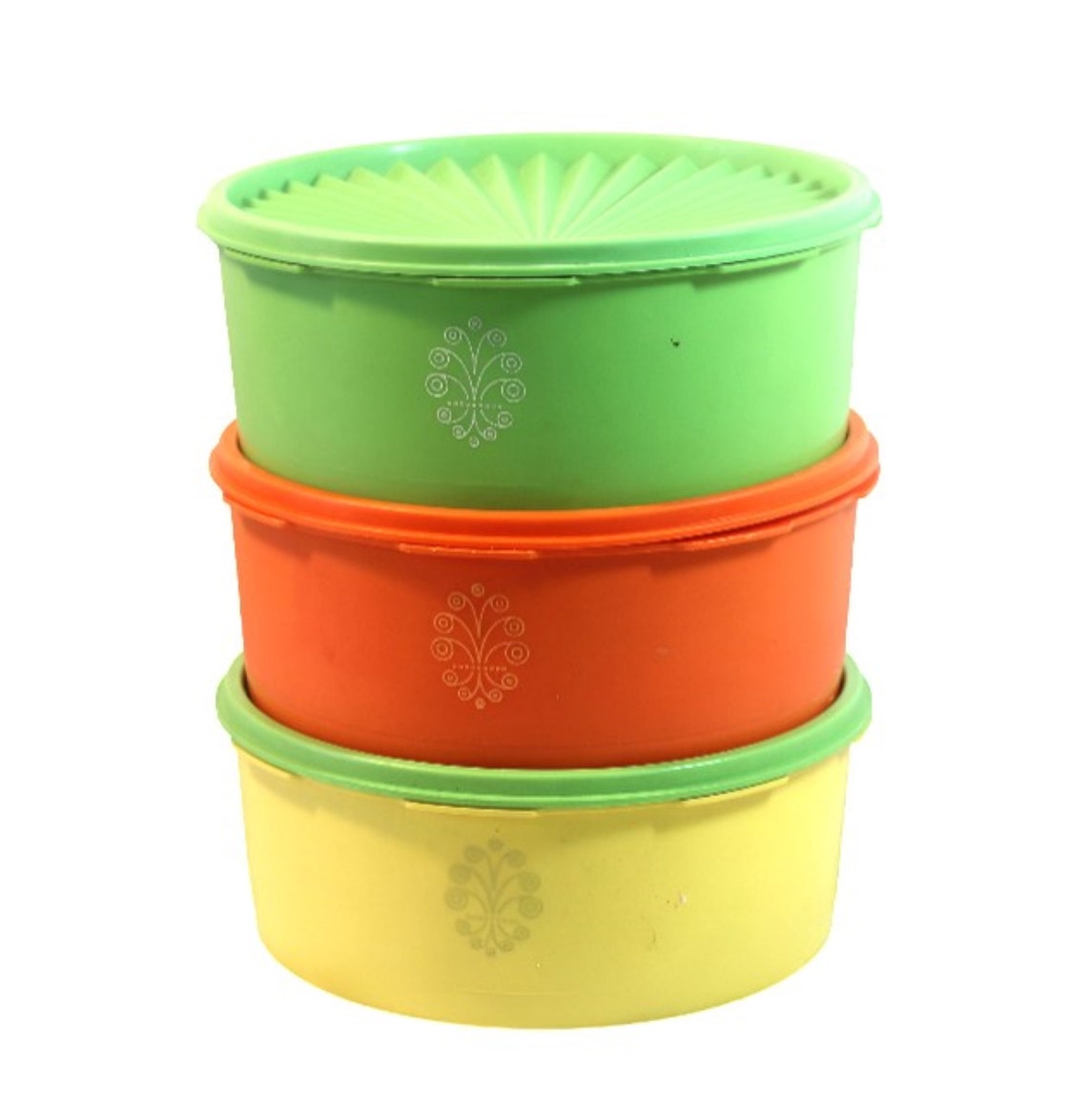Set of 3 Tupperware Storage Containers With Lids,tupperware Sunburst ...
