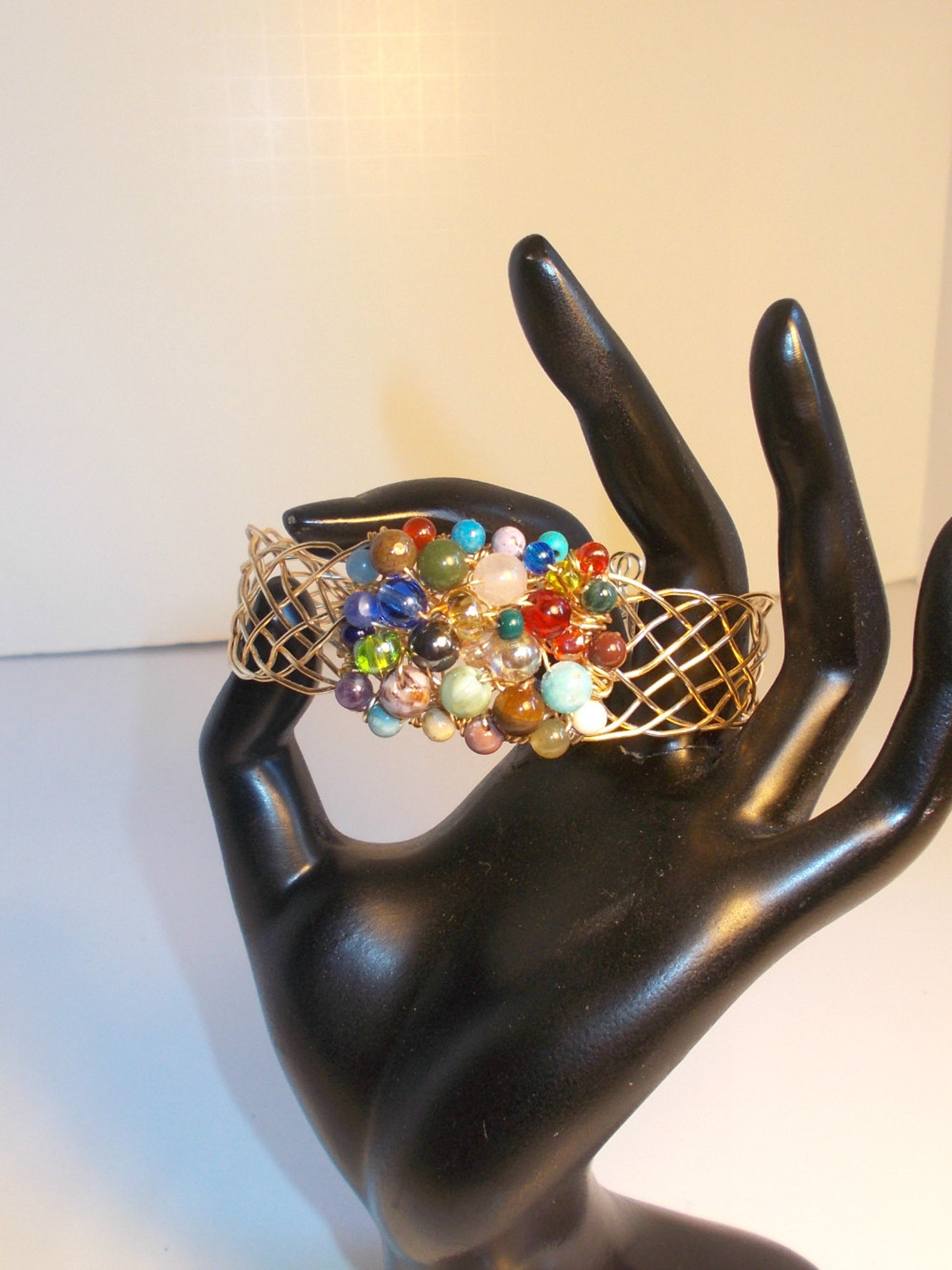 Braided Wire Bracelet Bead Multi Color Wrap Bracelet Gold - Etsy