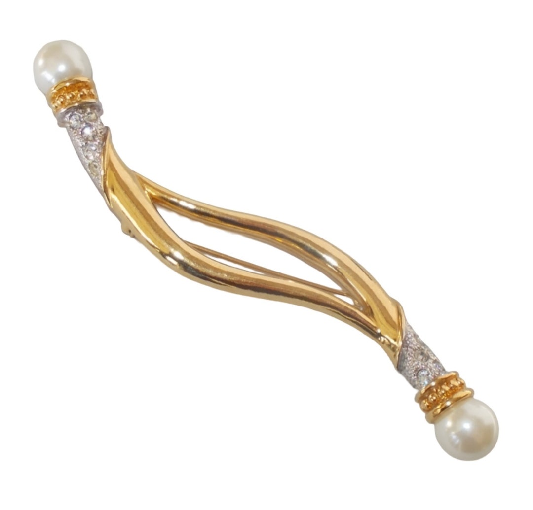 Signed Avon Gold Pearl Rhinestone Brooch,signed Avon Rhinestone Brooch ...