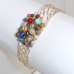 Braided Wire Bracelet, Bead Multi Color Wrap Bracelet, Gold Braided ...