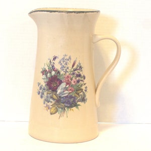 Home Garden Pitcher,wildflowers on Stoneware Pitcher,pottery Pitcher ...