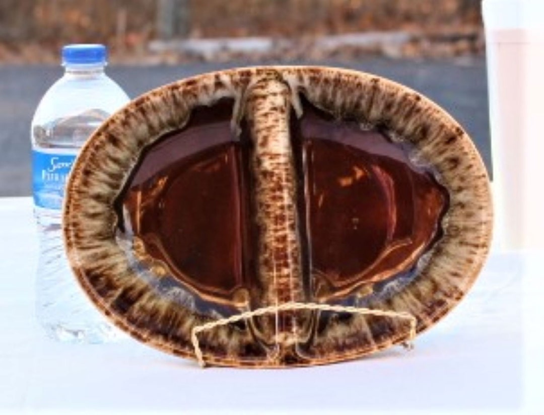 Divided Drip Bowl,brown Drip Divided Serving Bowl,brown Drip Divided ...