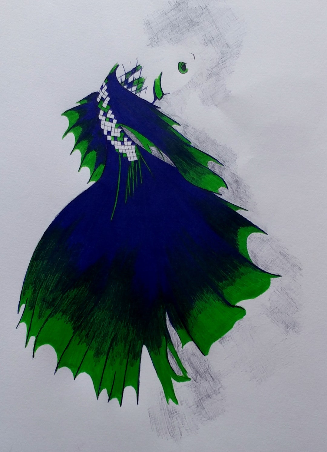 Original OOAK Pen Drawing Beta Fish - Etsy