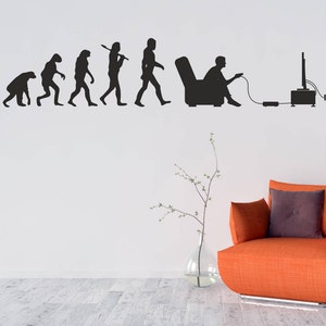 Evolution of Man to Gamer. Vinyl Wall Art Decal Sticker. Any Colour and ...