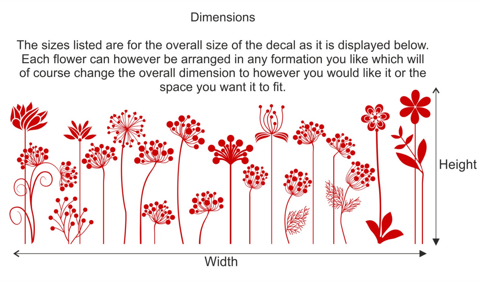 Mixed Flower Set. Vinyl Wall Art Decal Sticker. Any Colour and - Etsy