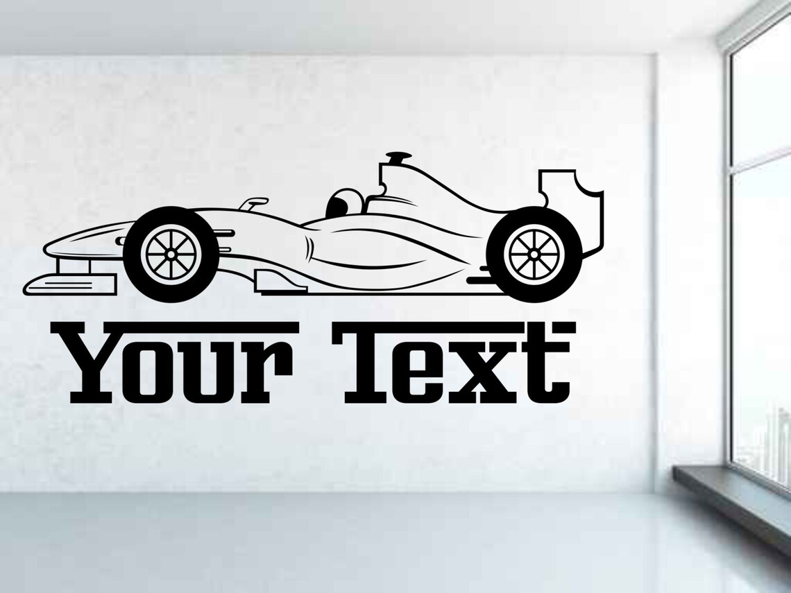 F1 Racing Car and Personalized Text/name. Wall Vinyl Sticker | Etsy