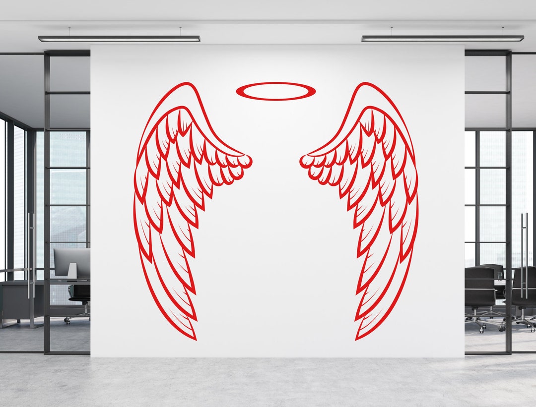 Angel Wings & Halo Vinyl Wall Sticker Decal Art. Any Colour and a ...