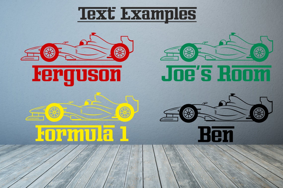 F1 Racing Car and Personalized Text/name. Wall Vinyl Sticker - Etsy