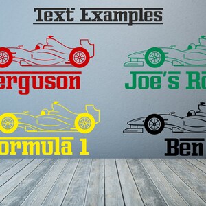 F1 Racing Car and Personalized Text/name. Wall Vinyl Sticker Decal.52 ...