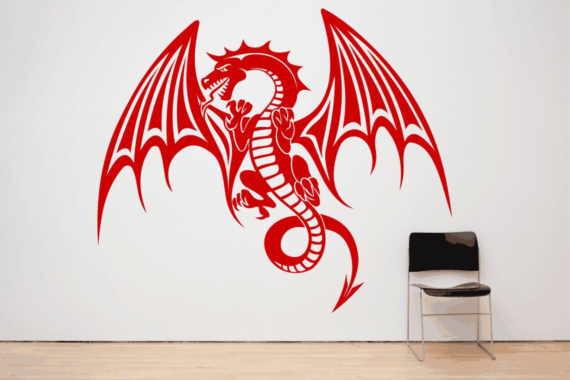 Mythical Fire Breathing Flying Dragon Wall Sticker Decal.68 - Etsy