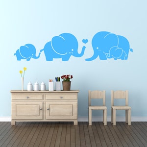Elephant Line Family Group Wall, Bedroom, Nursery, Playroom Decal ...