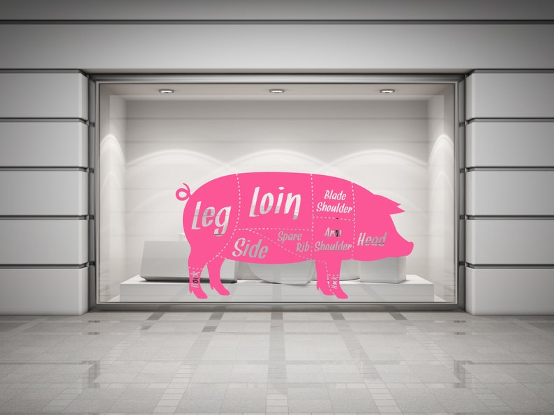 Butchers Cuts of Pork Pig Meat Joints Vinyl Wall Sticker | Etsy UK