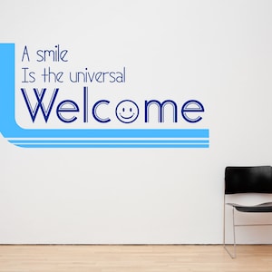 A Smile is the Universal Welcome Removable Wall Vinyl Art Decal Sticker ...