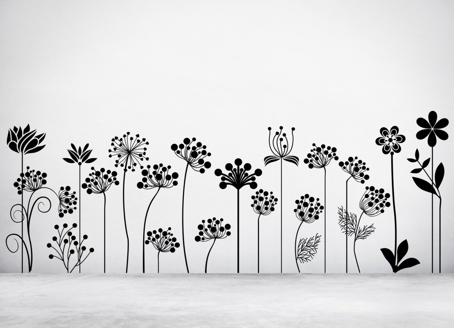 Mixed Flower Set. Vinyl Wall Art Decal Sticker. Any Colour and - Etsy