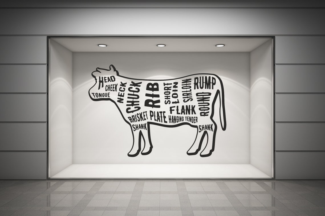 Butchers Cuts of Beef Vinyl Wall Sticker Decal Art. Any Colour | Etsy