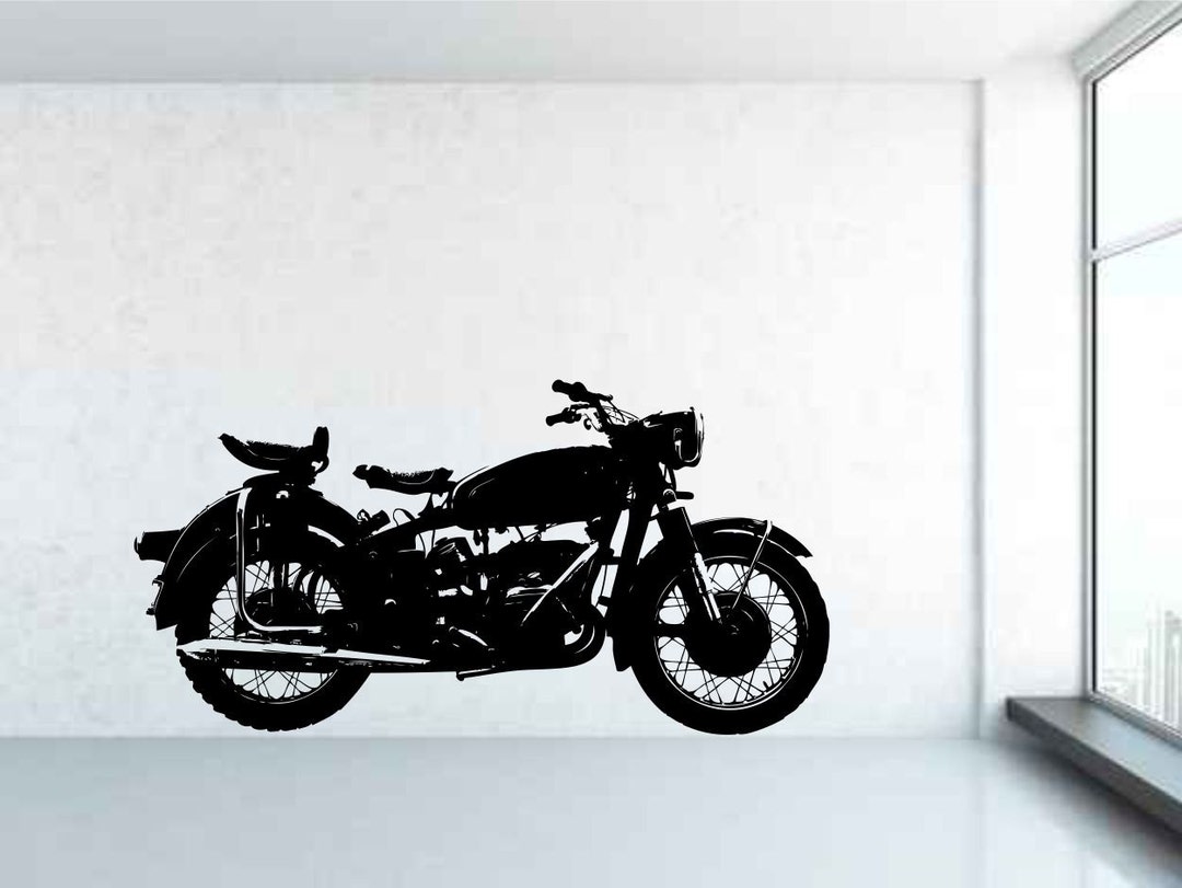 Classic Vintage Motorcycle, Motorbike. Vinyl Wall Art Decal Sticker ...
