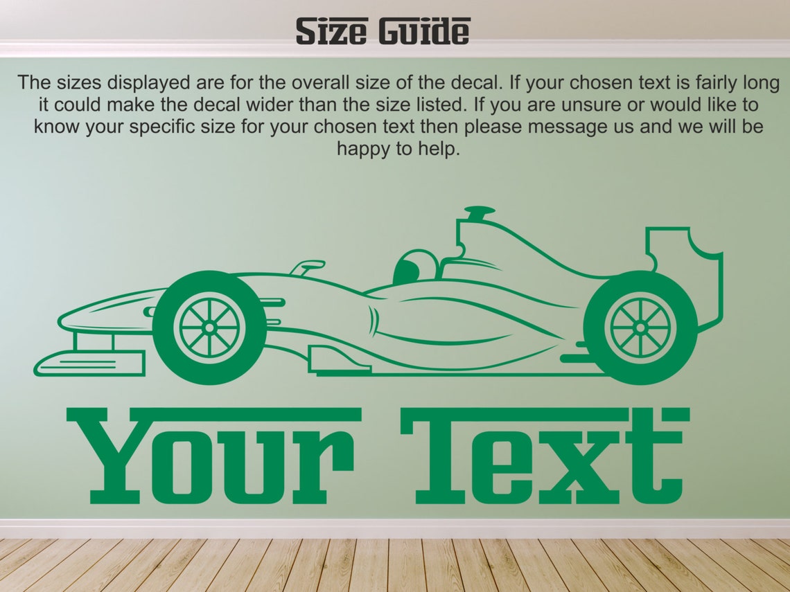 F1 Racing Car and Personalized Text/name. Wall Vinyl Sticker | Etsy