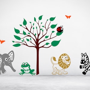 Jungle Animals & Tree Wall Decal Sticker. Any Combination of Colours ...