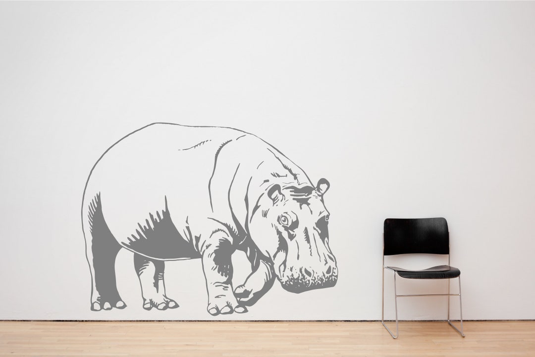 Hippopotamus, Hippo. Vinyl Wall Sticker Decal Art. Any Colour and a ...