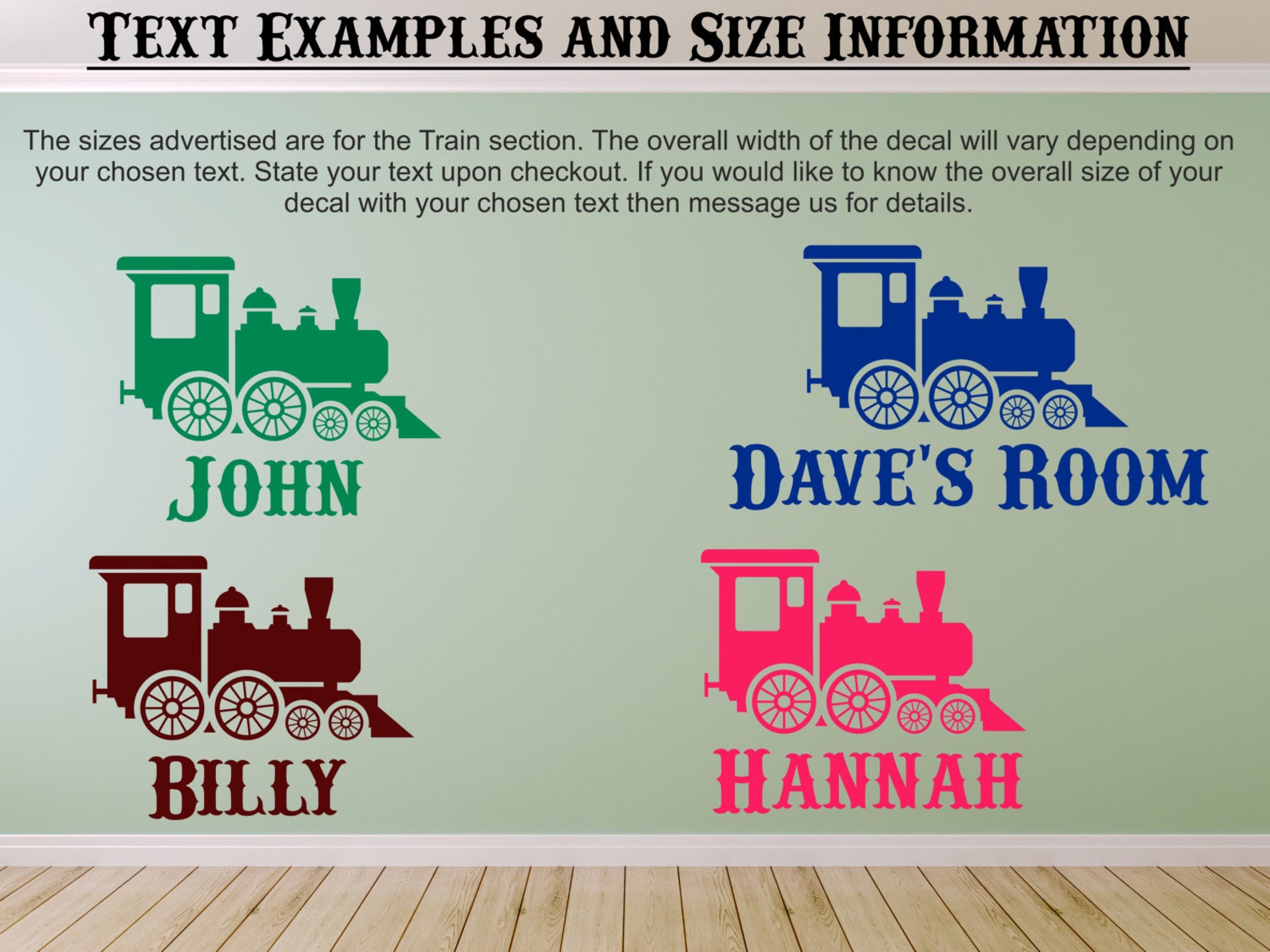 Train & Personalized Text. Vinyl wall art decal sticker. Any | Etsy