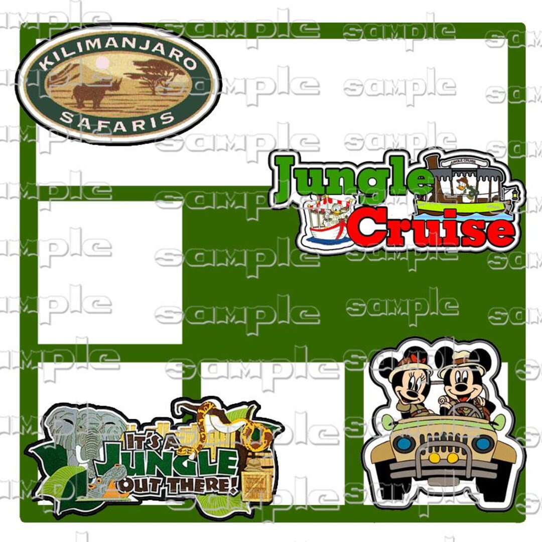 Disney Jungle Journey Overlay Frame 12 X 12 Scrapbook Page Paper Pieces ...