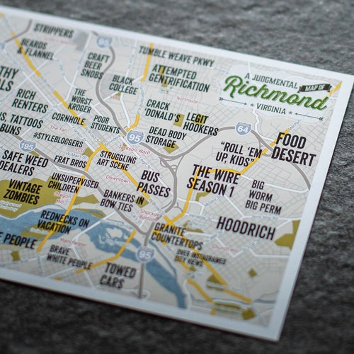 Judgmental Map of Richmond Virginia 10 Postcards - Etsy